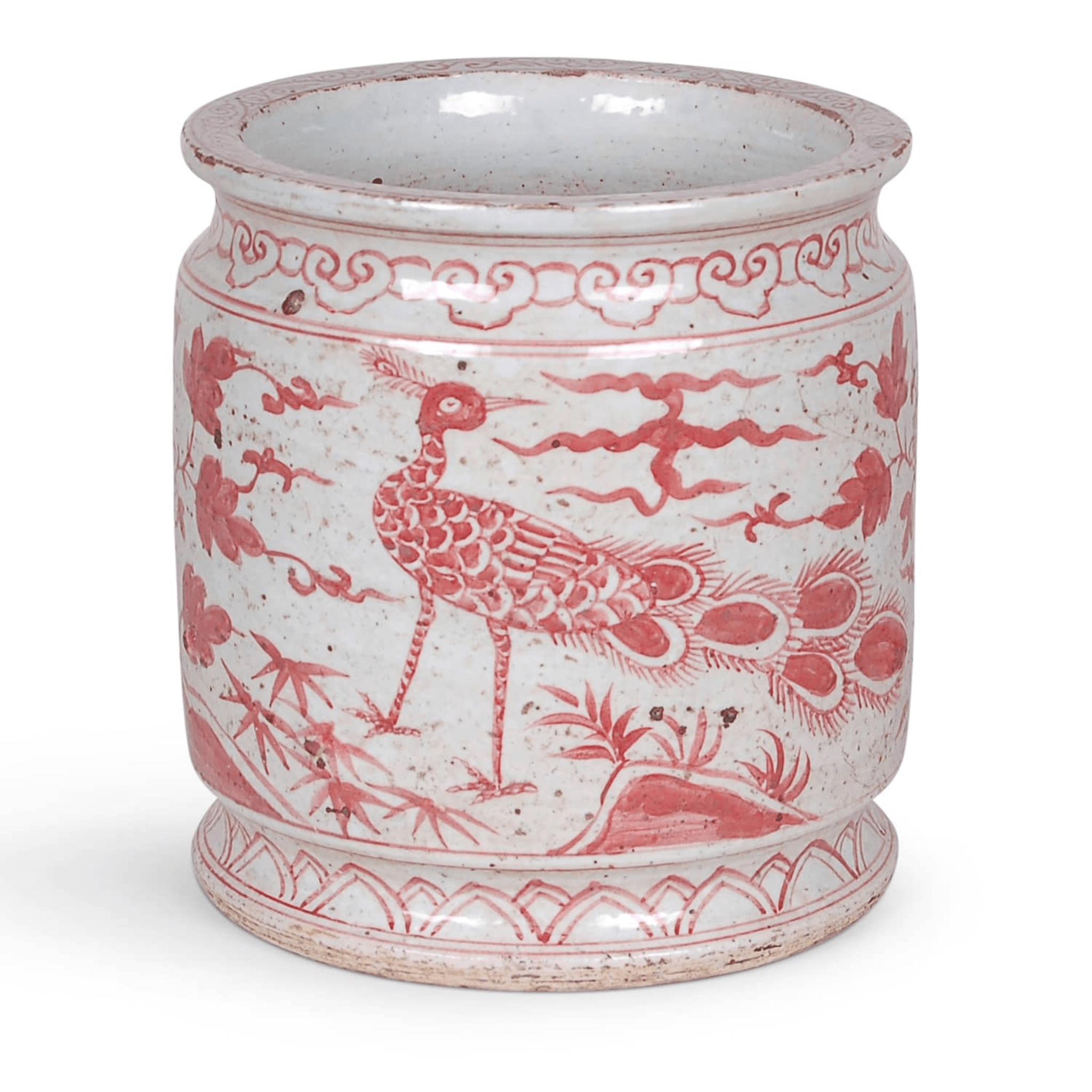 10" Porcelain Rust & White Peacock Motif Beaker Pot – The Well ...