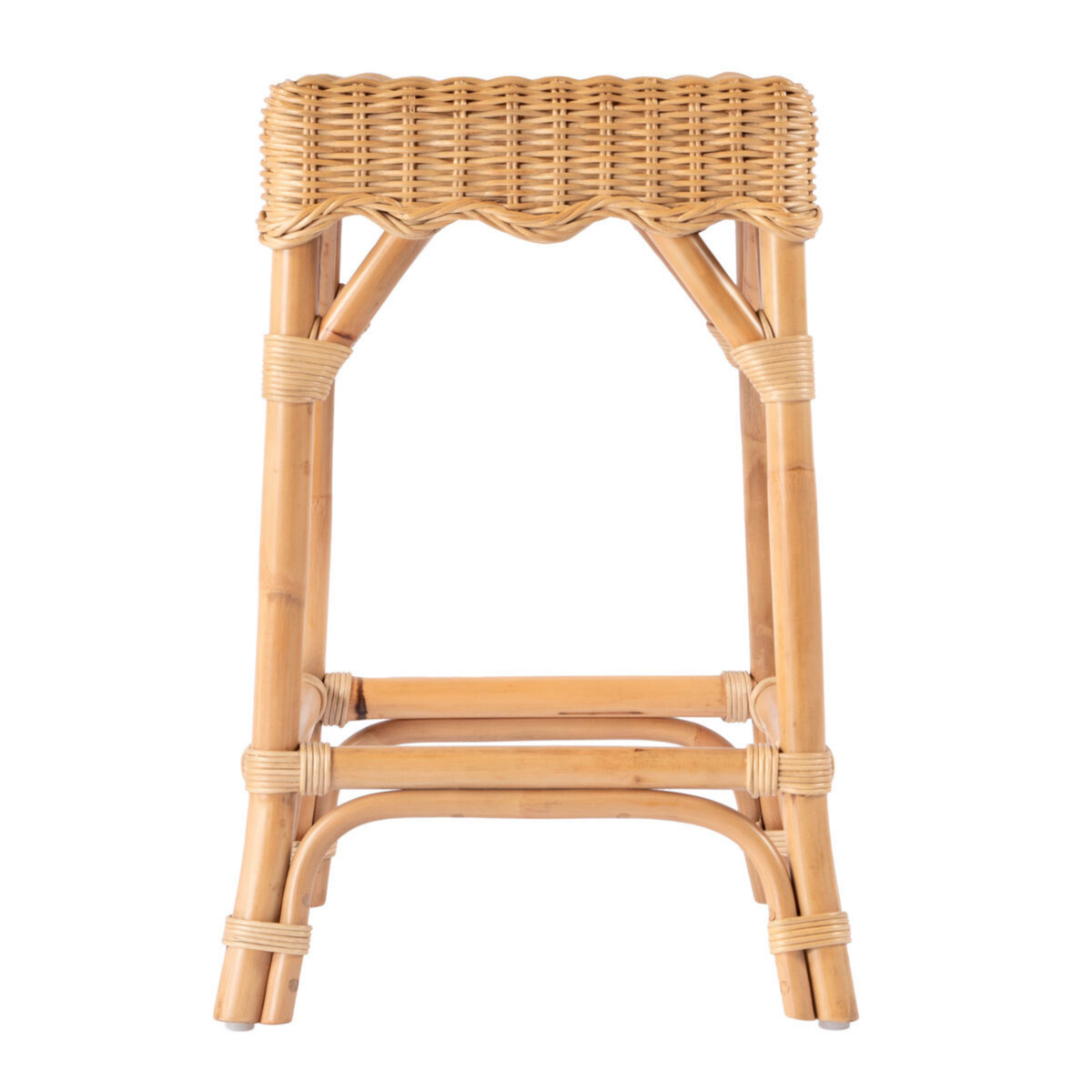 Flora Rattan Scalloped Counter stool in Light Brown – The Well ...