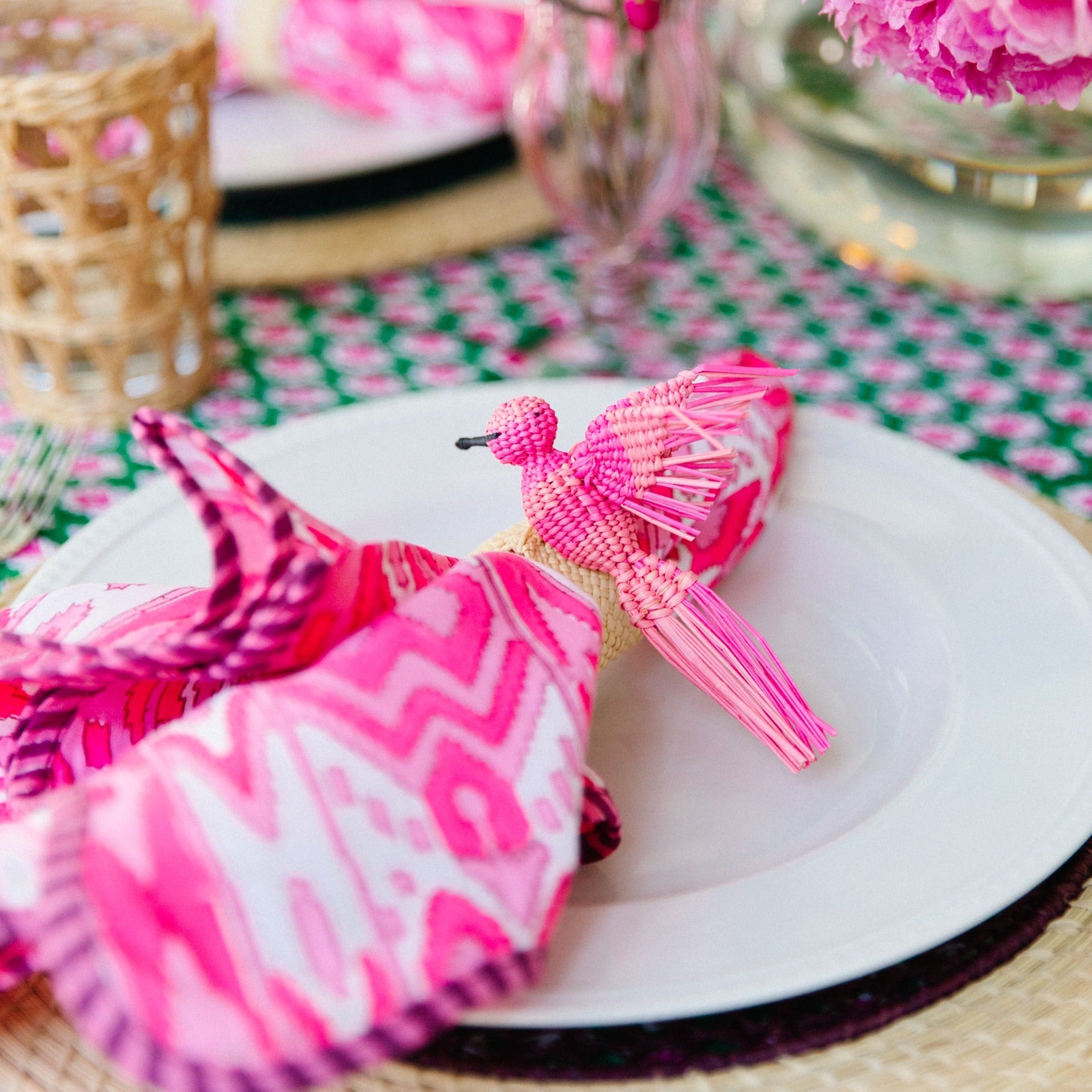 Raffia Napkin Ring - Pink Hummingbird – The Well Appointed House