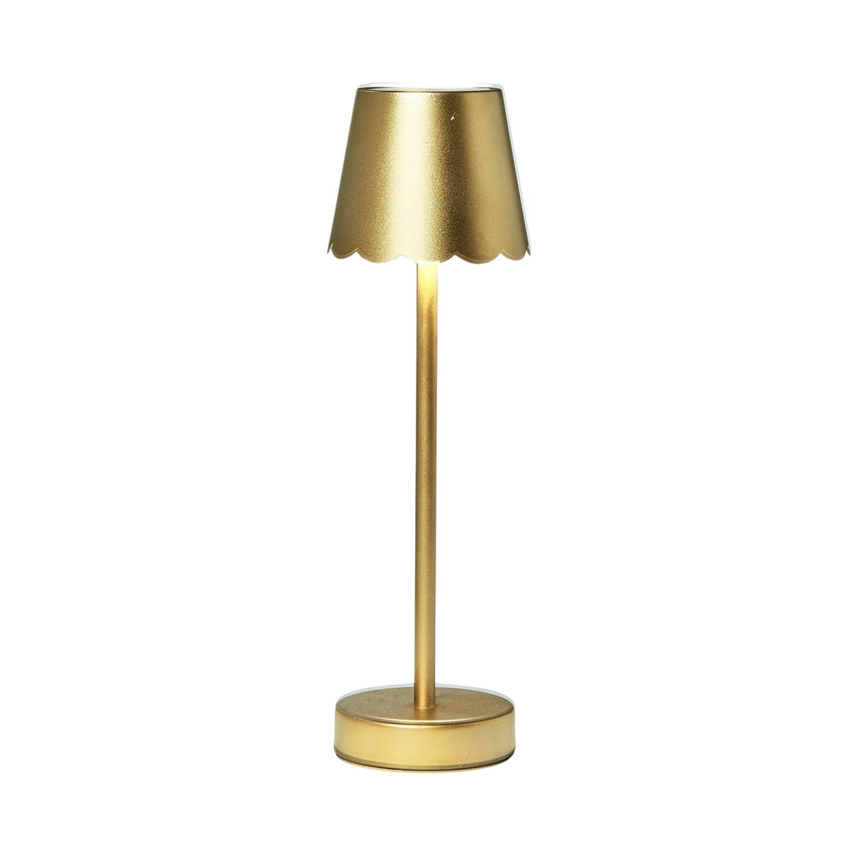Gold LED Cordless Table Lamp with Scalloped Edge Shade – The Well ...