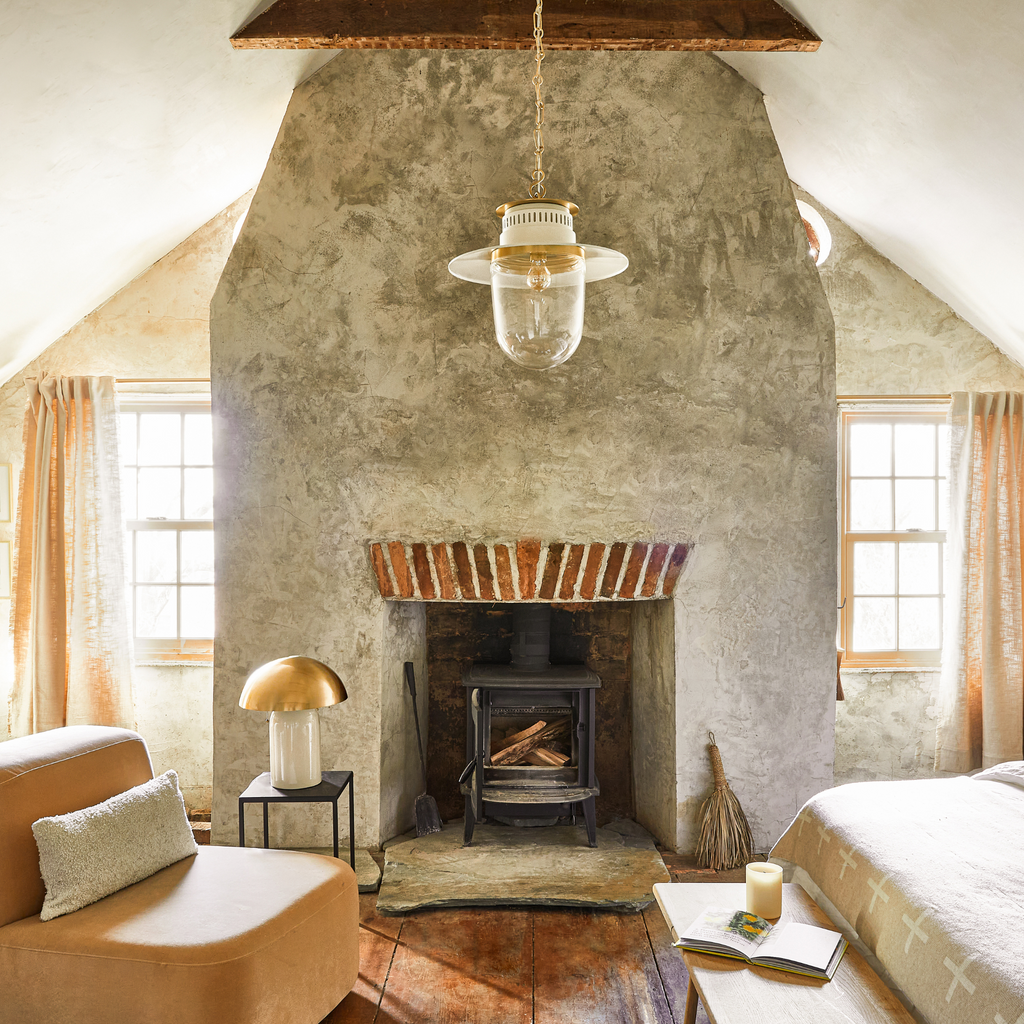 Aged Brass & Cream Lantern Style Pendant Light - Available in Two Sizes ...