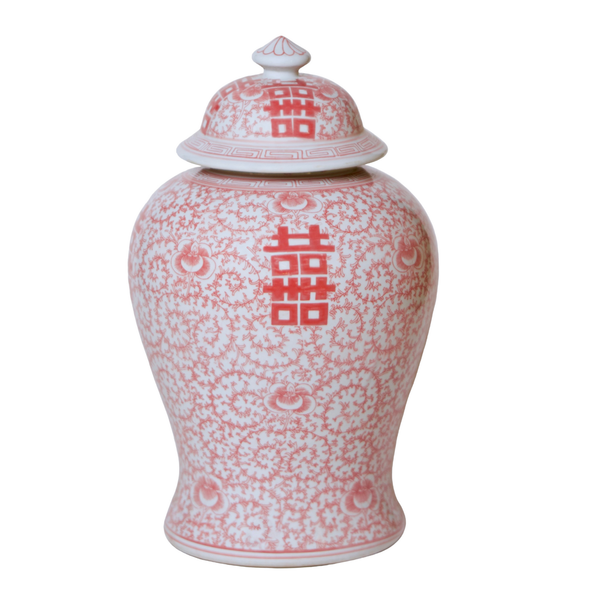 Double Happiness Red & White Porcelain Lidded Temple Jar – The Well ...