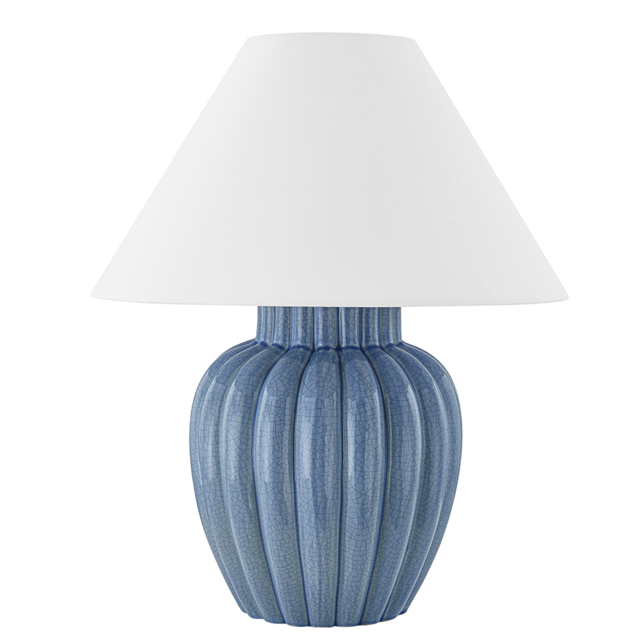 Clarendon Crackled Ceramic Blue Fluted Table Lamp – The Well Appointed ...