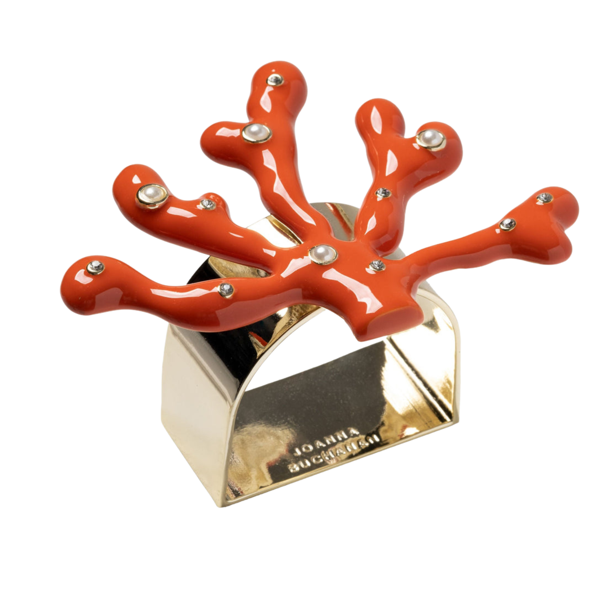 Set of 4 Orange Coral Luxury Coastal Beach Designer Napkin Rings ...