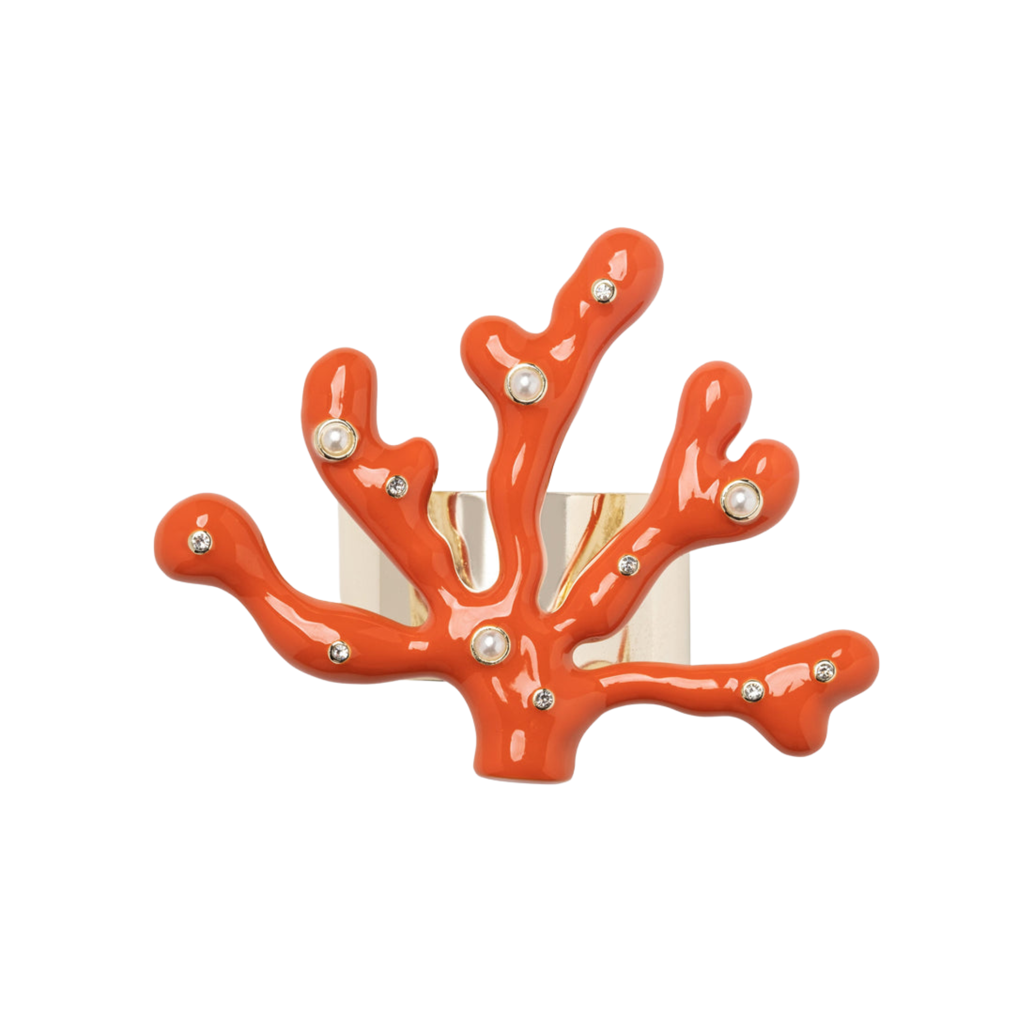 Set of 4 Orange Coral Luxury Coastal Beach Designer Napkin Rings ...