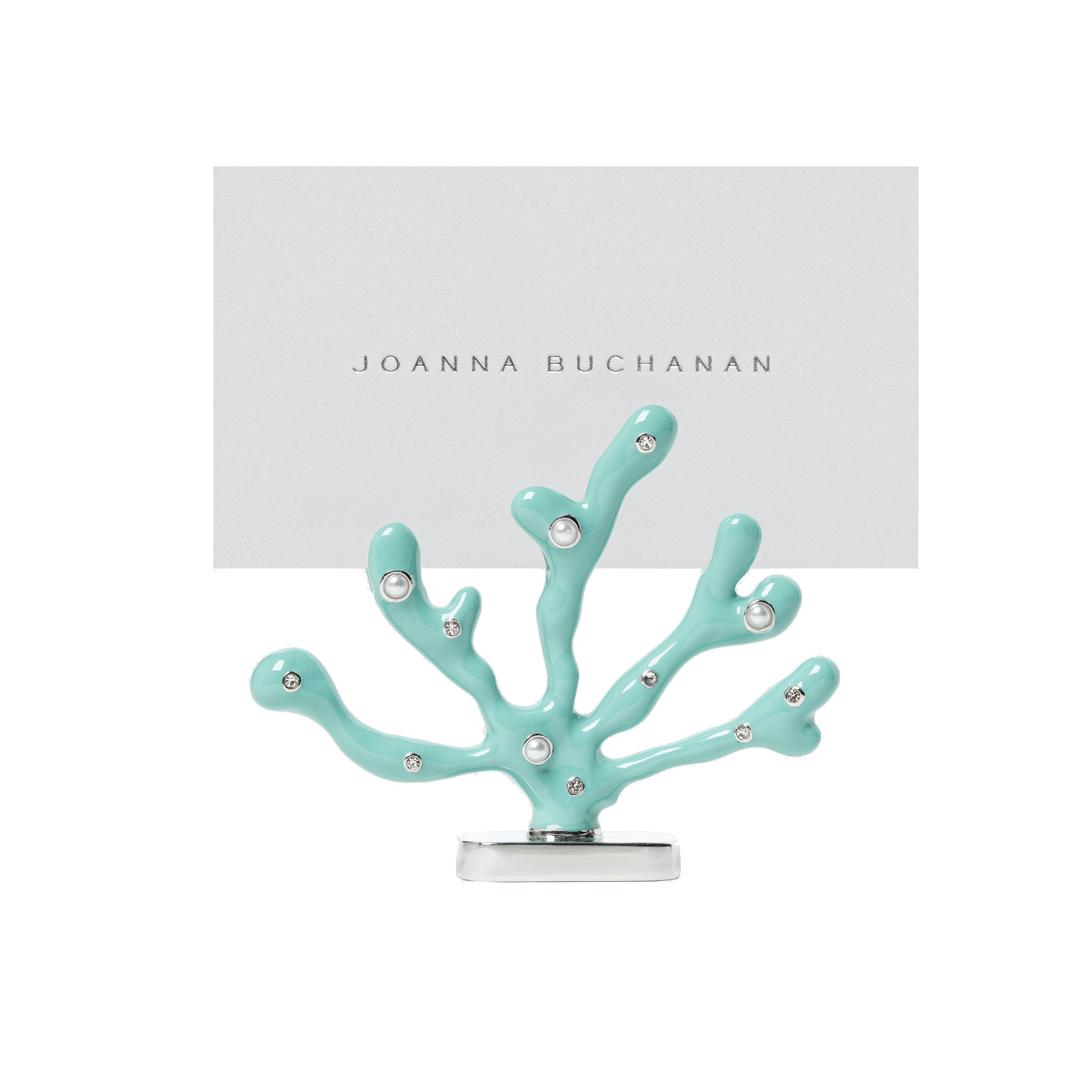 Set of 2 Turquoise Coral Design Luxury Coastal Placecard Holders ...