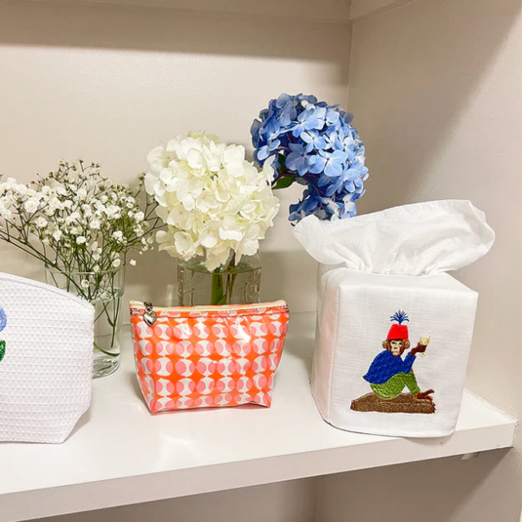 Martini Monkey Embroidered Tissue Box Cover – The Well Appointed House