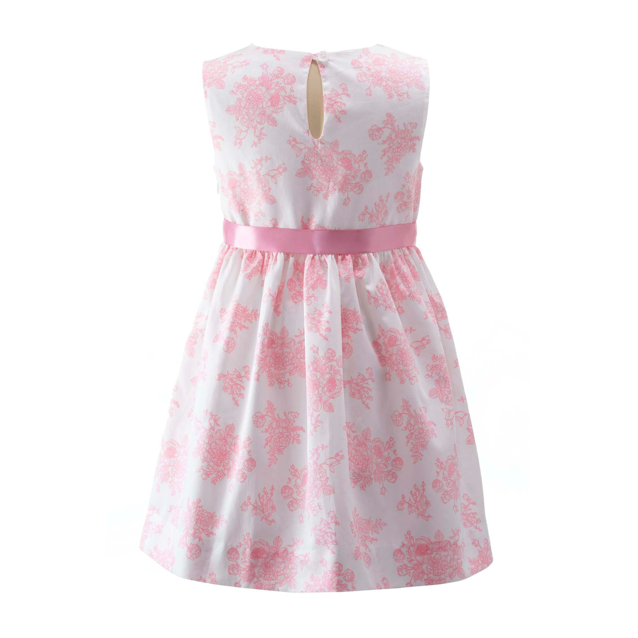 Girls Pink and White Cotton Sleeveless Floral Toile Dress – The Well ...