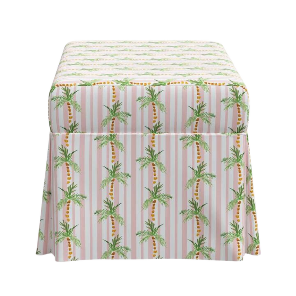 Gray Malin x Cloth & Co. Palm Tree Stripe Pink Storage Bench – The Well ...