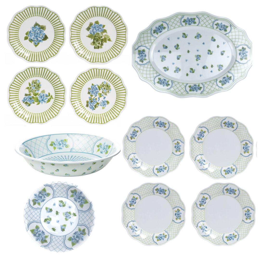 Green Hydrangea Melamine Dinnerware Collection – The Well Appointed House