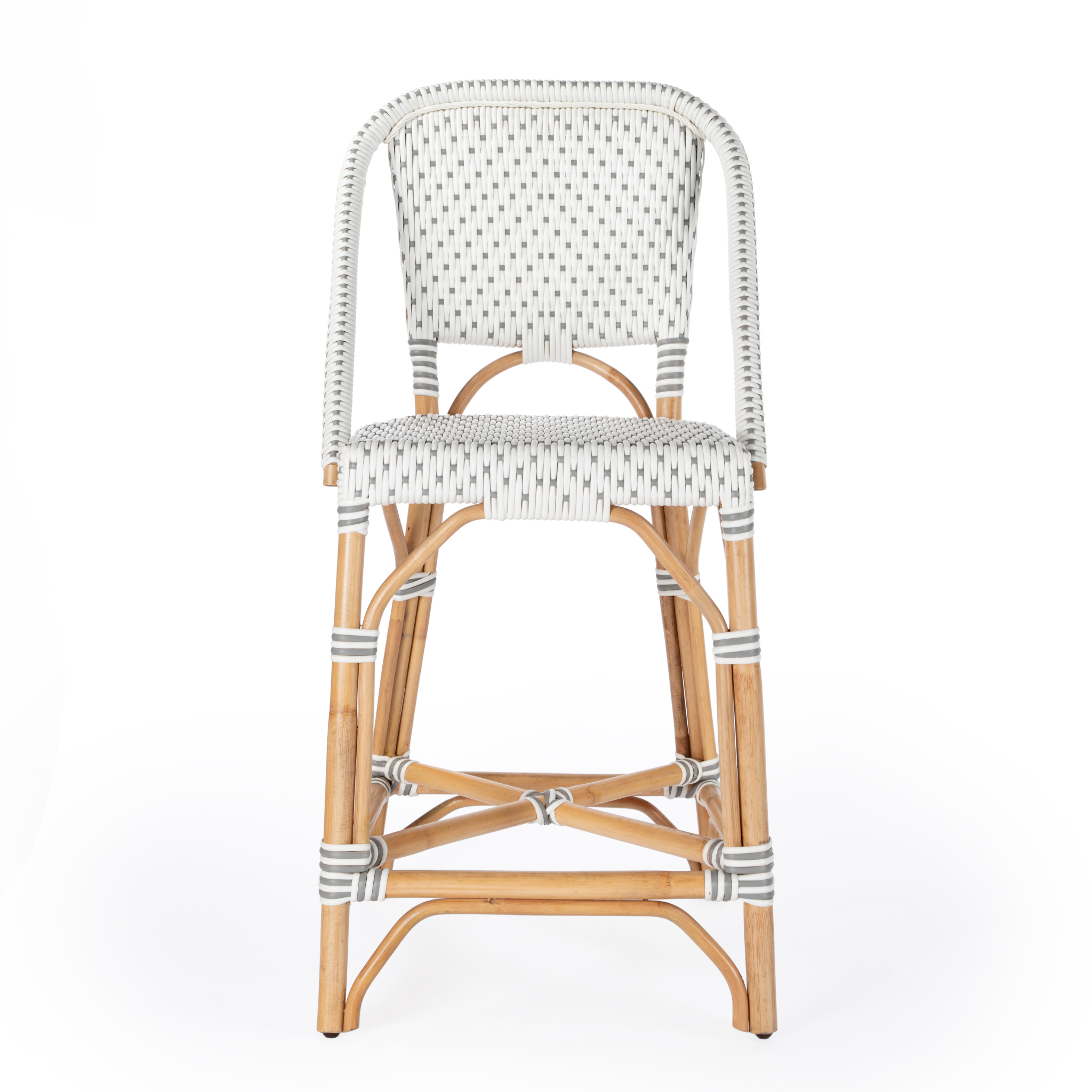 Grey and White Rattan Frame Counter Chair – The Well Appointed House