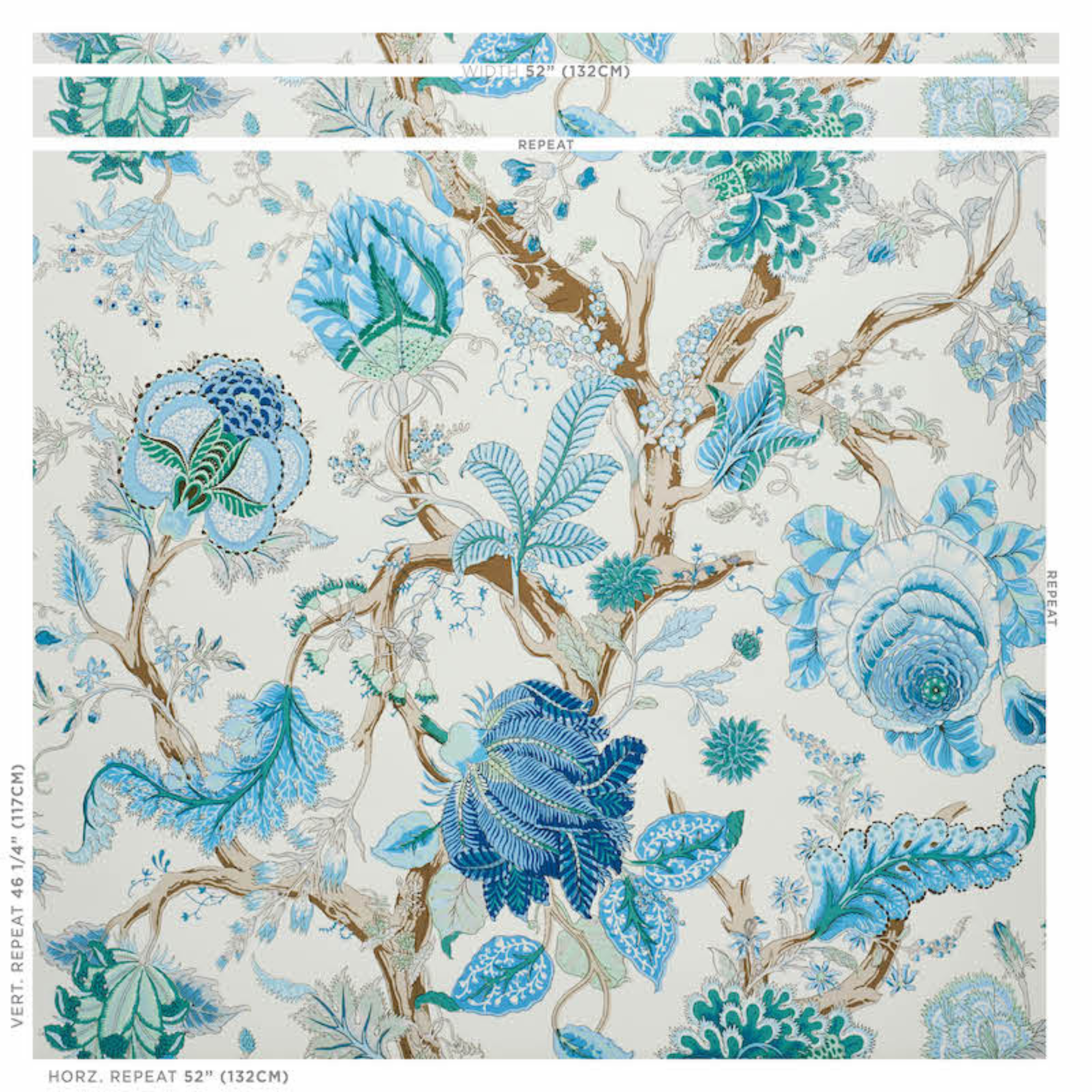 Indian Arbre Wallpaper in Peacock and Emerald – The Well Appointed House