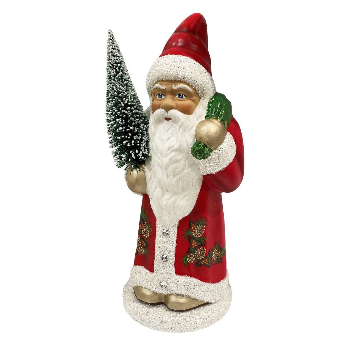 Ino Schaller Paper Mache Red Beaded Boot with Ornaments Candy Containe ...