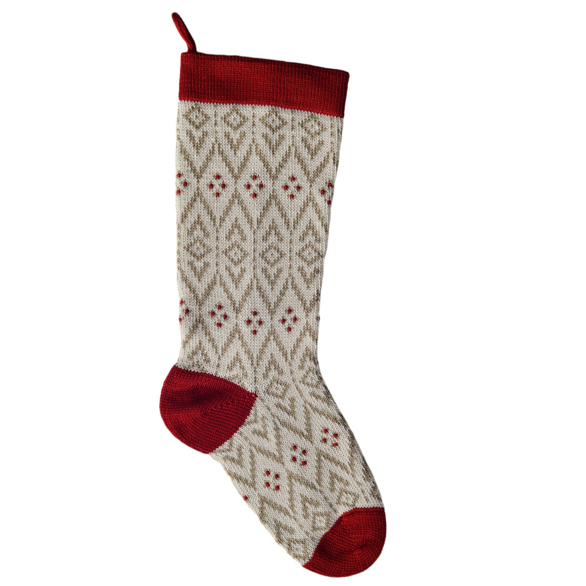 Ecru Patterned Stocking with Red Details – The Well Appointed House