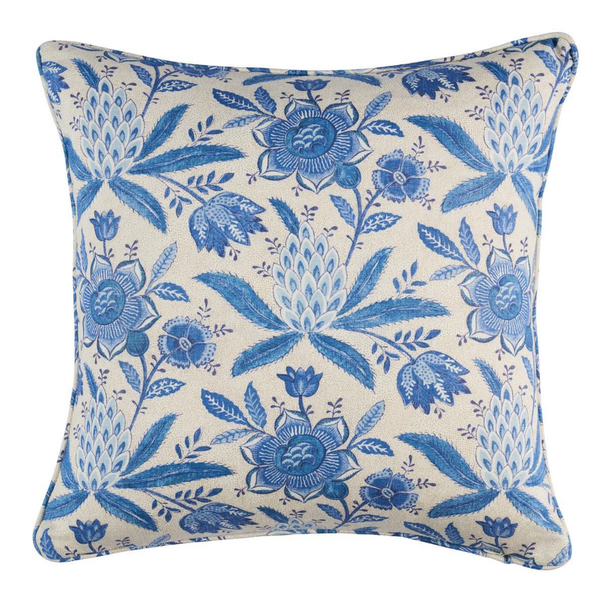 Lafayette Cornflower Blue Botanical Linen Throw Pillow – The Well ...