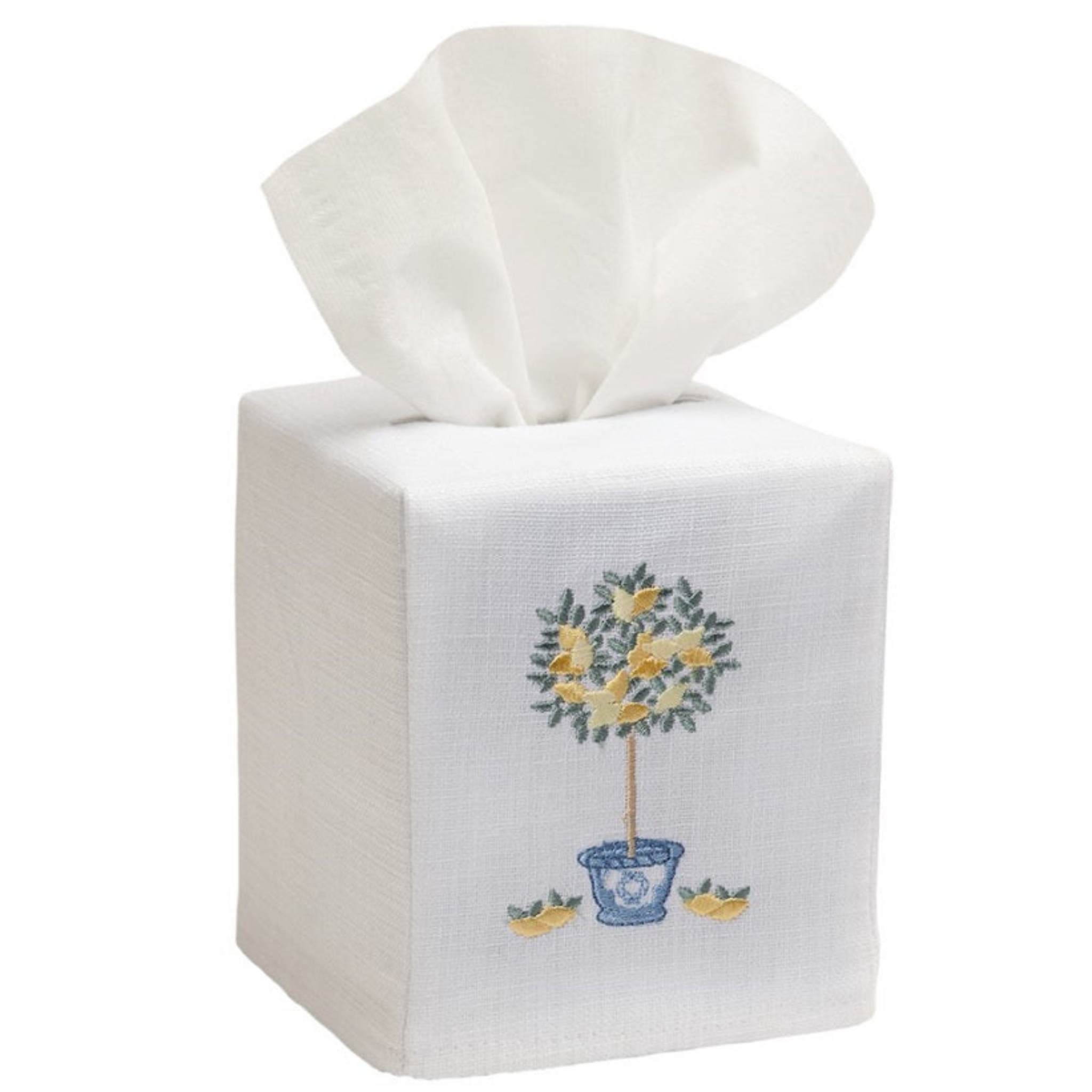 Lemon Topiary Tree Embroidered Tissue Box Cover – The Well Appointed House