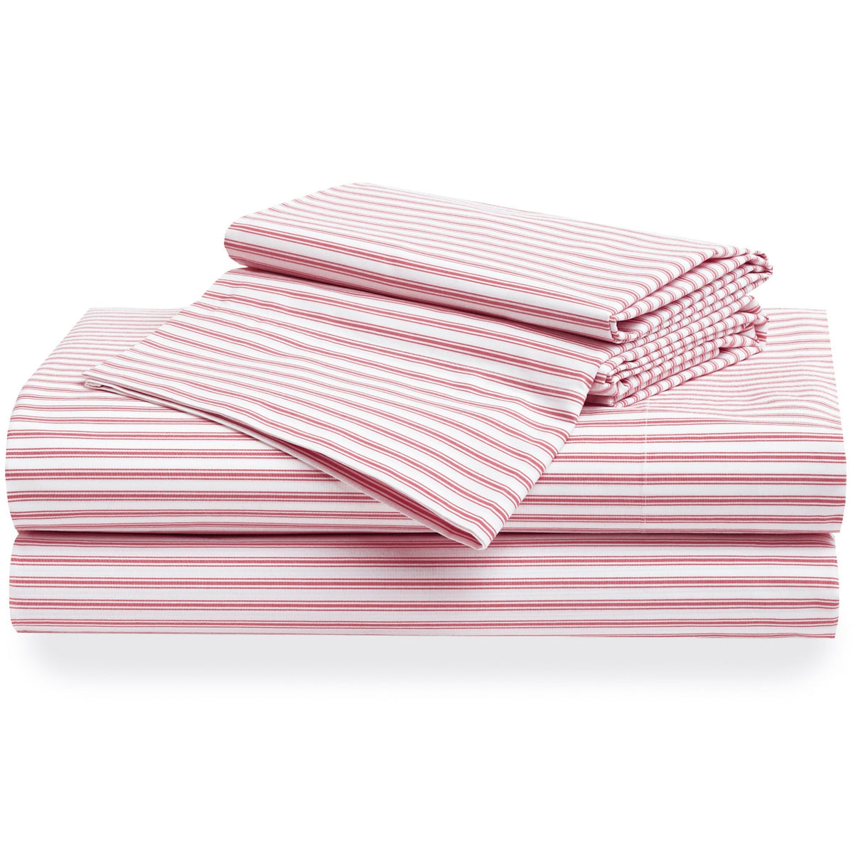 Luxe Premium Percale Bed Sheets in Antique Red Ticking – The Well ...