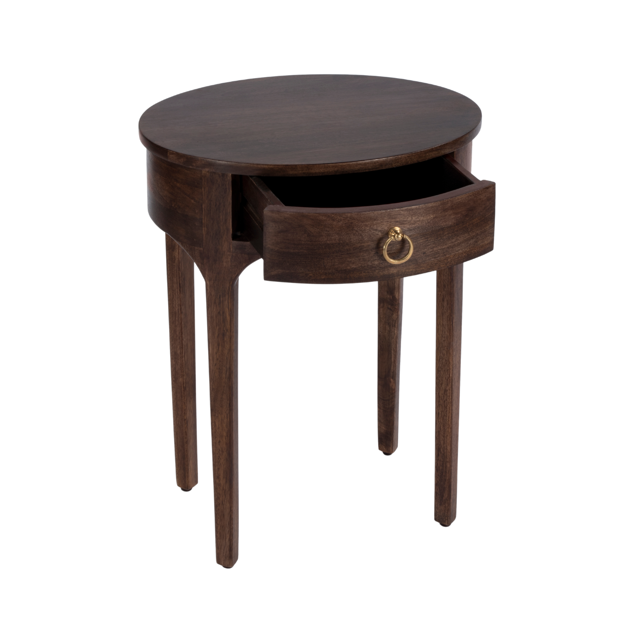Mango Wood One Drawer Side Table with Brass Pull Ring – The Well ...