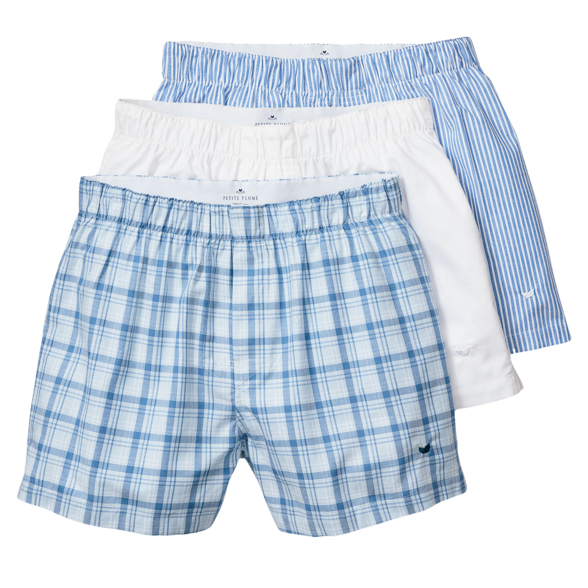 Men's Twill 3 Pack Boxers in Blue and White – The Well Appointed House