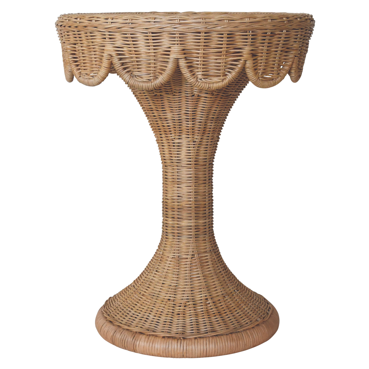 Orla Round Scalloped Handcrafted Pedestal Rattan Side Table – The Well ...