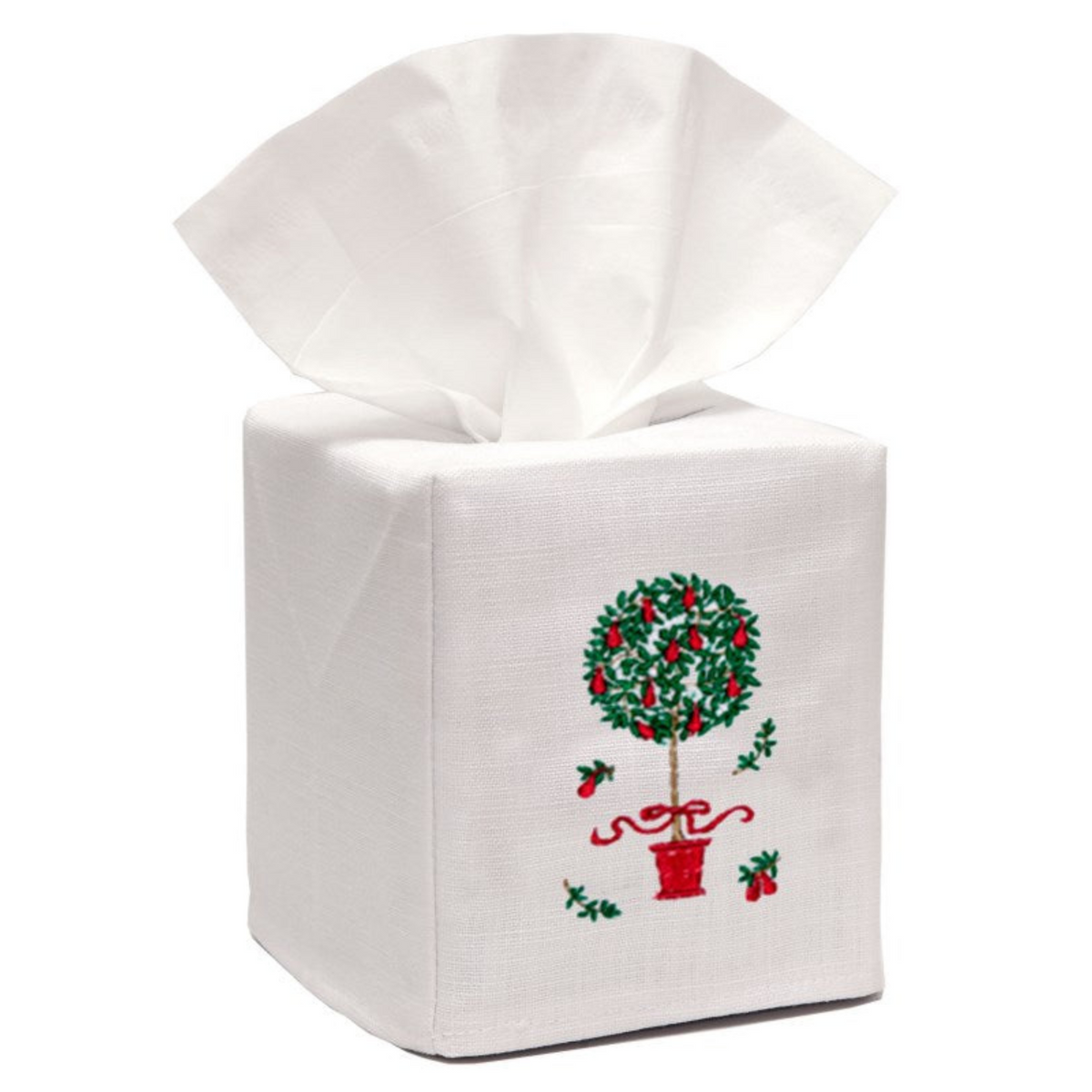 Pear Topiary Tree Embroidered Tissue Box Cover – The Well Appointed House