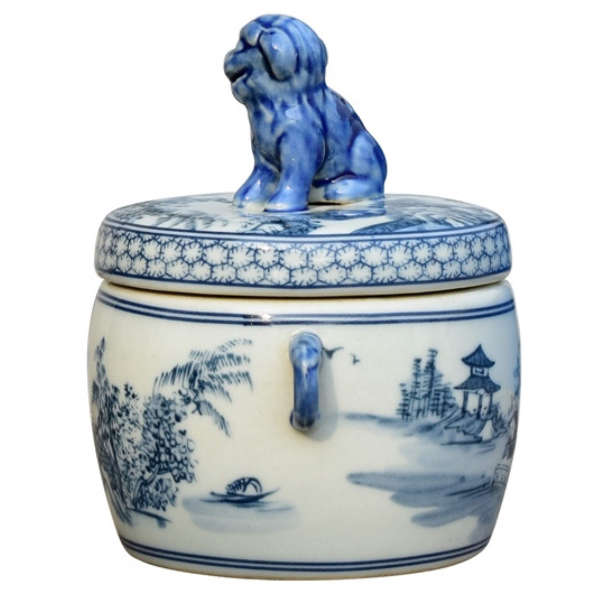 Porcelain Blue & White Canton Foo Dog Candy Jar – The Well Appointed House