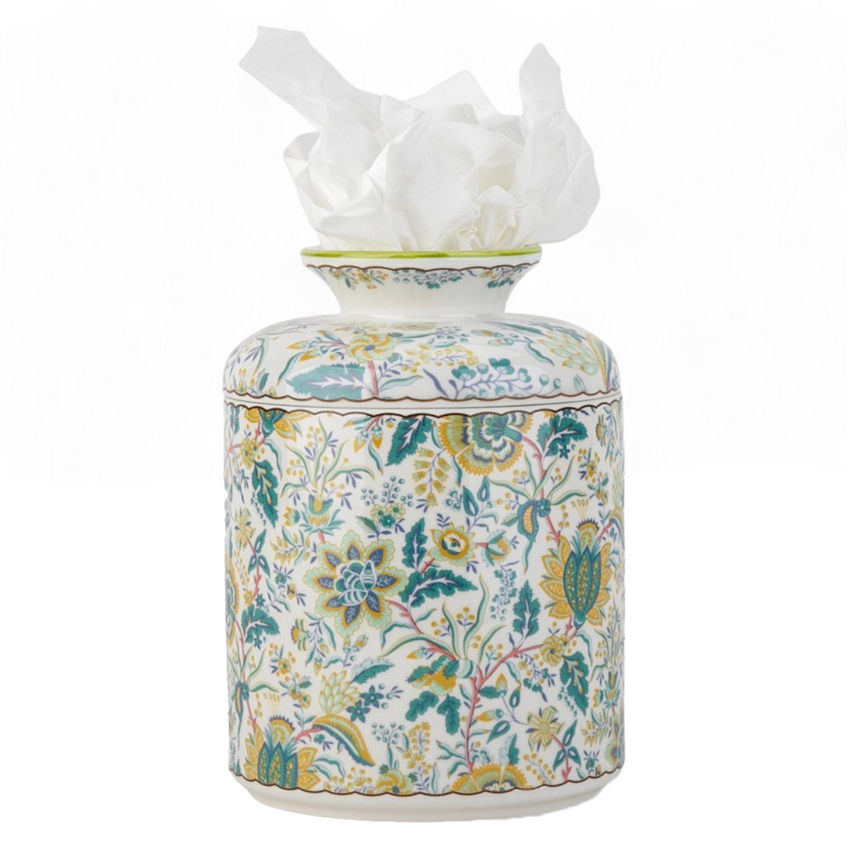 Porcelain Round Tissue Box In Chimey Pattern – The Well Appointed House