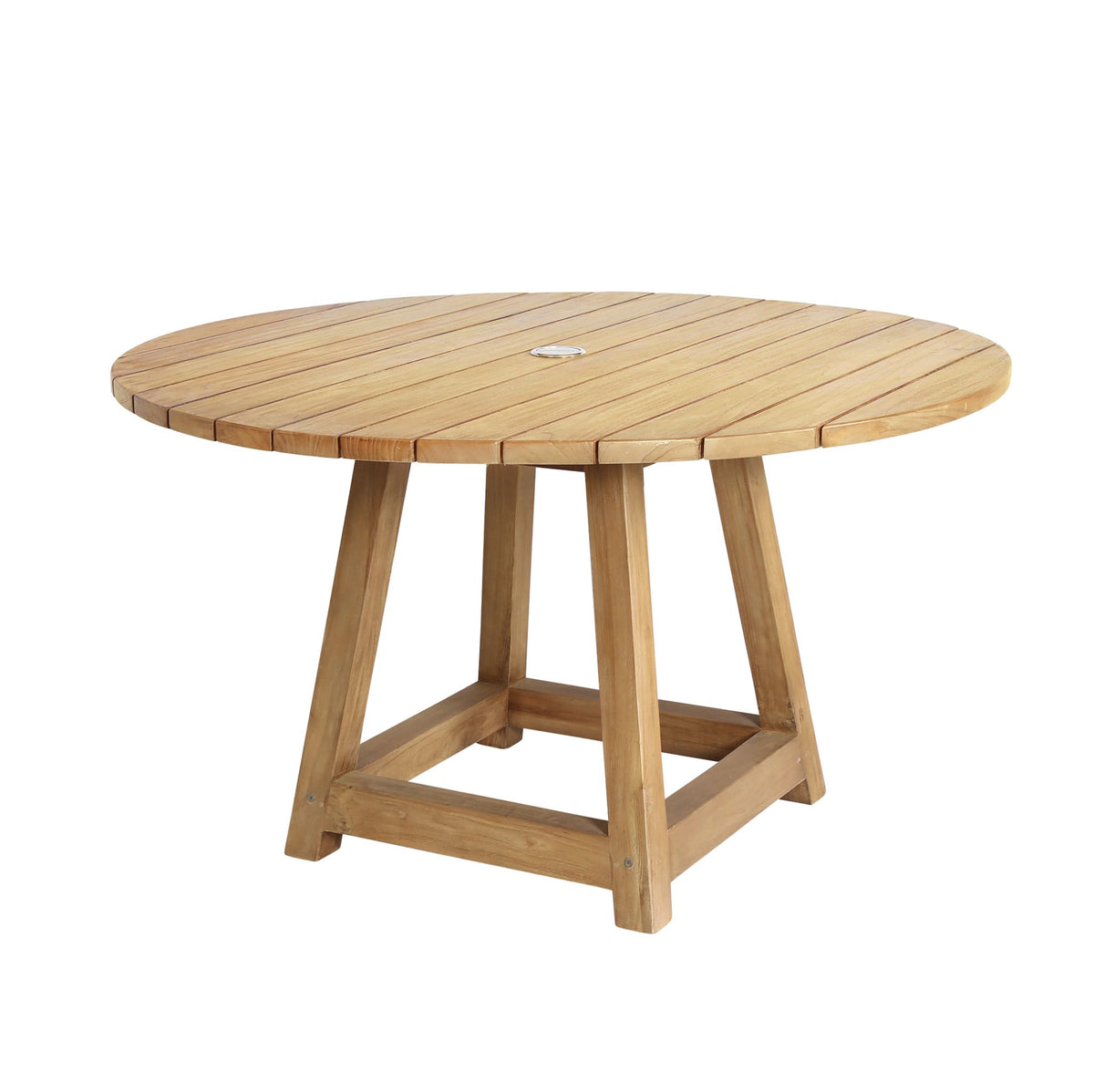 Round Outdoor Teak Umbrella Dining Table - Available in Two Sizes – The ...