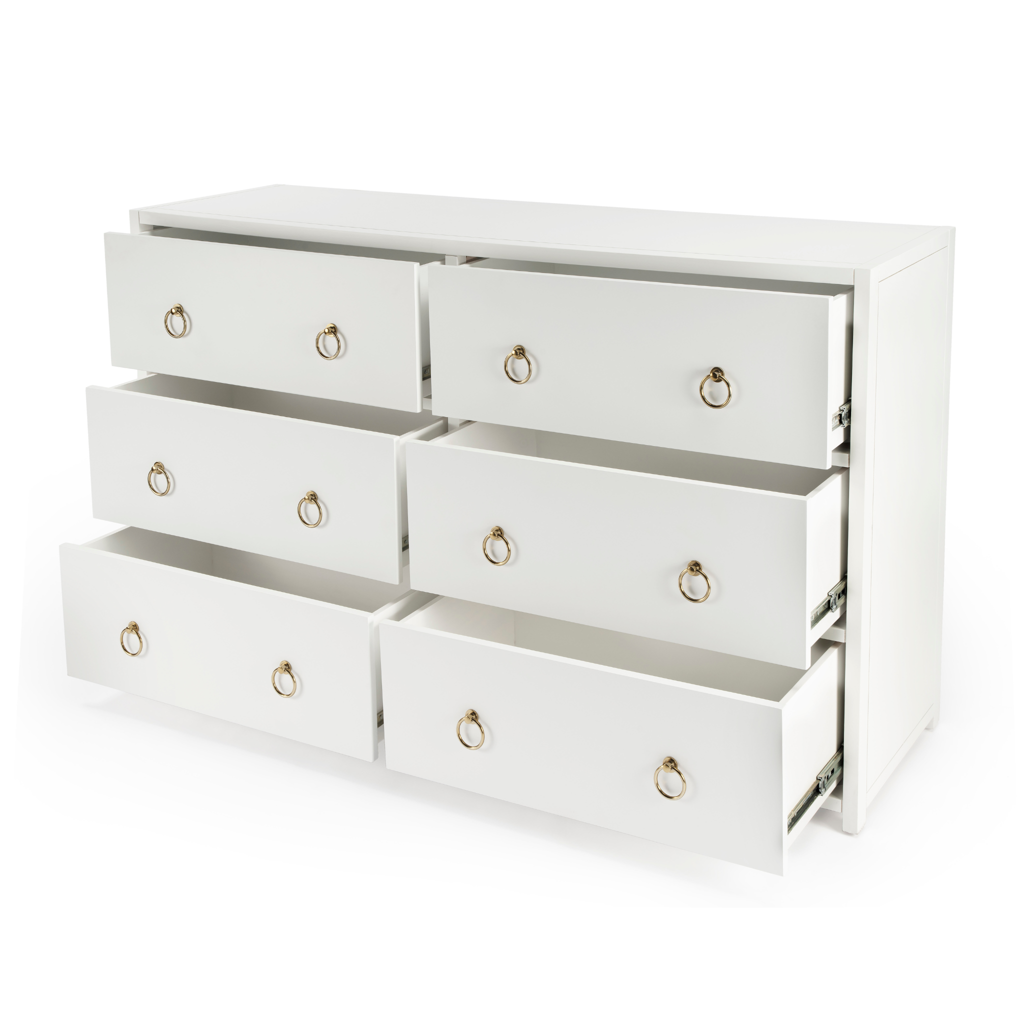 white dresser with crystal knobs