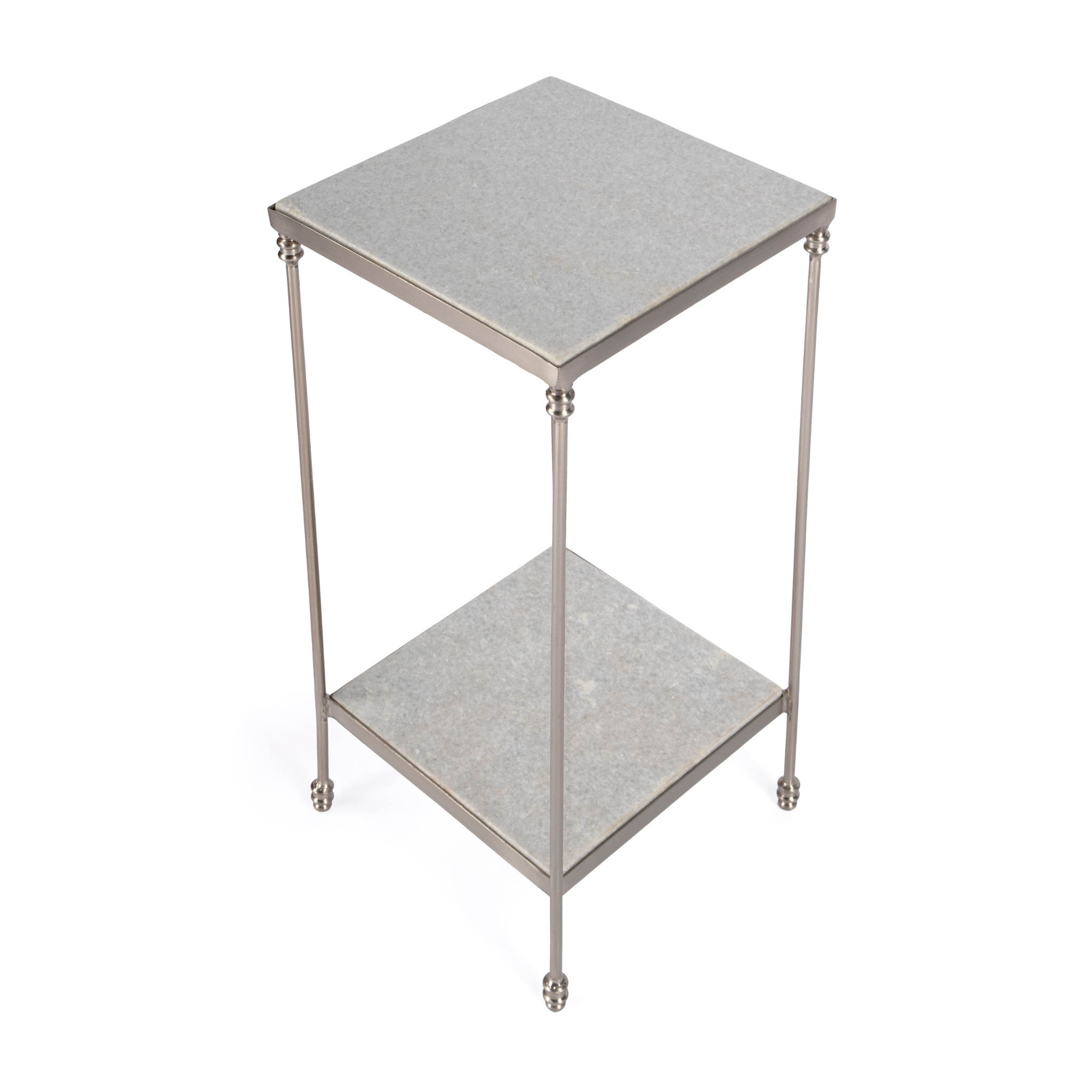 Slender Iron and White Marble Two Tier Side Table – The Well Appointed House