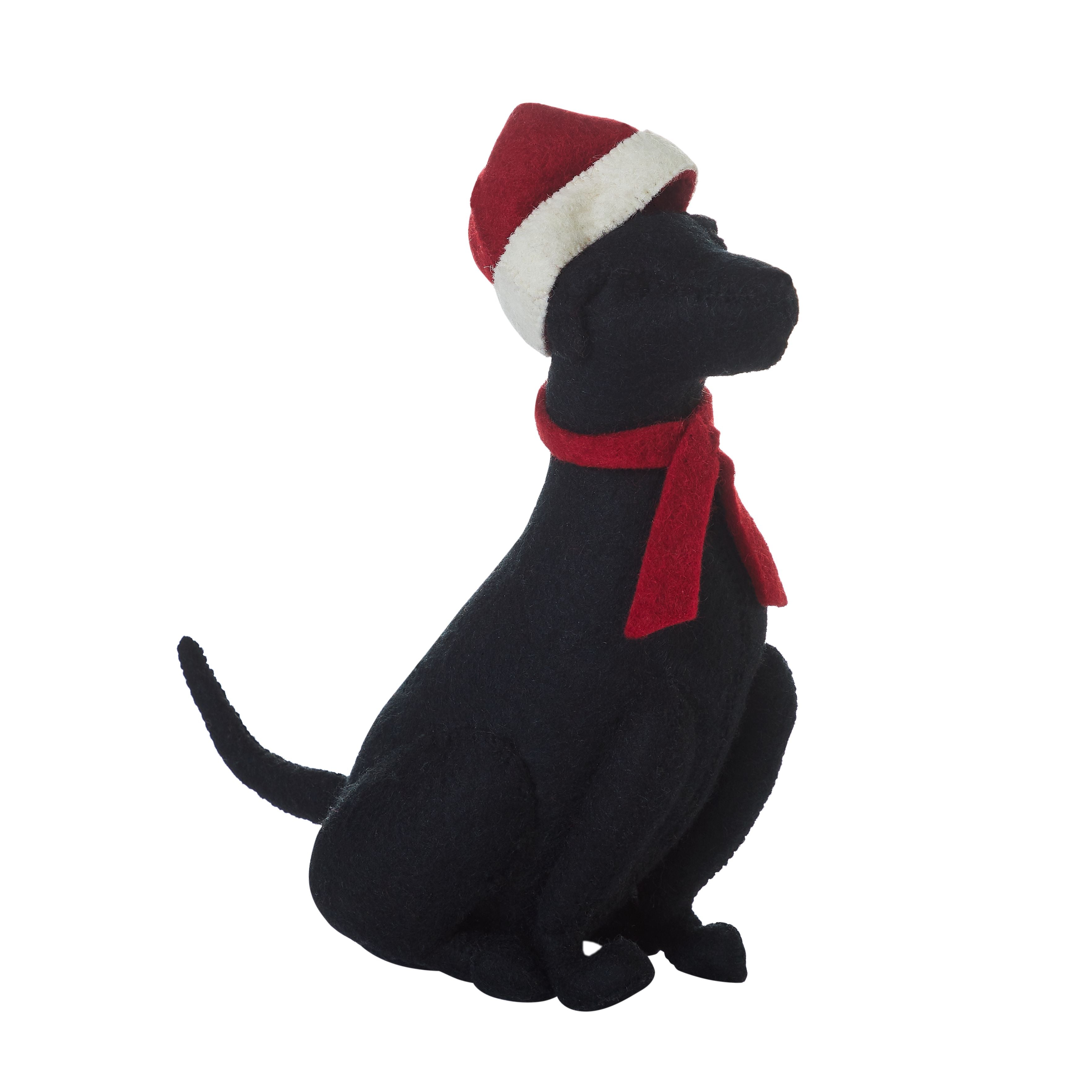 Black Lab with Santa Hat Christmas Tree Topper in Hand Felted Wool ...