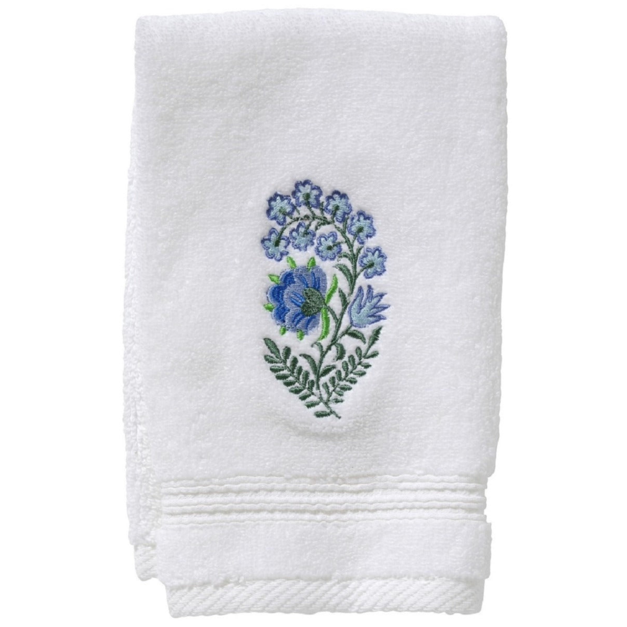 Terry Guest Towel With Blue Fleur Embroidery – The Well Appointed House