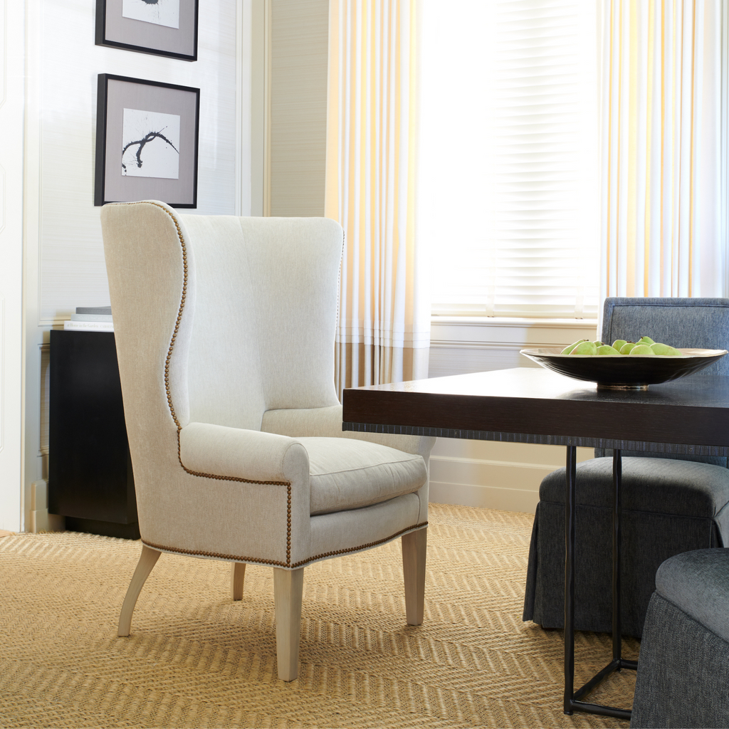 Throwback Upholstered Wing Back Chair with Nail Trim Detail – The Well ...