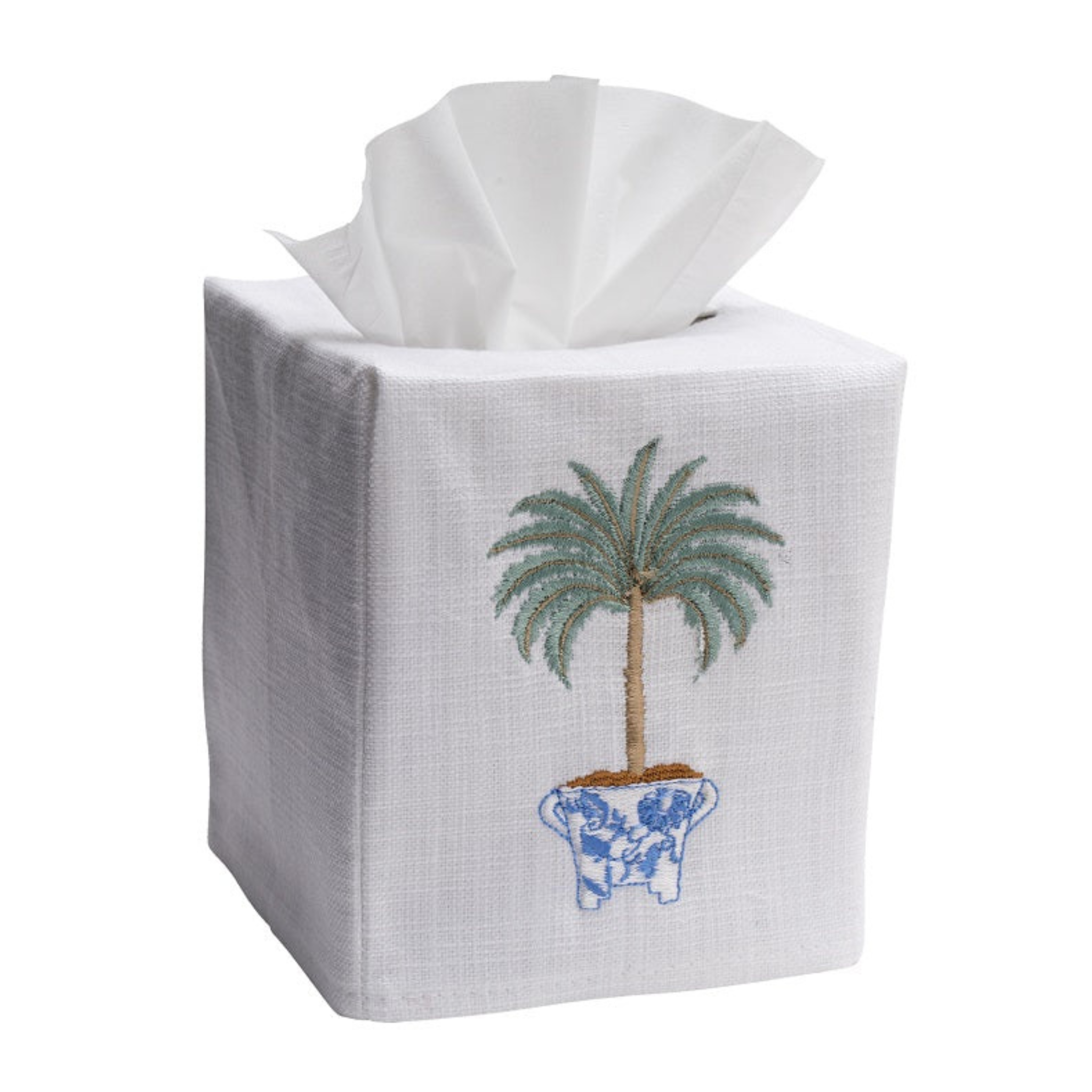Tropical Palm Tree Embroidered Tissue Box Cover – The Well Appointed House