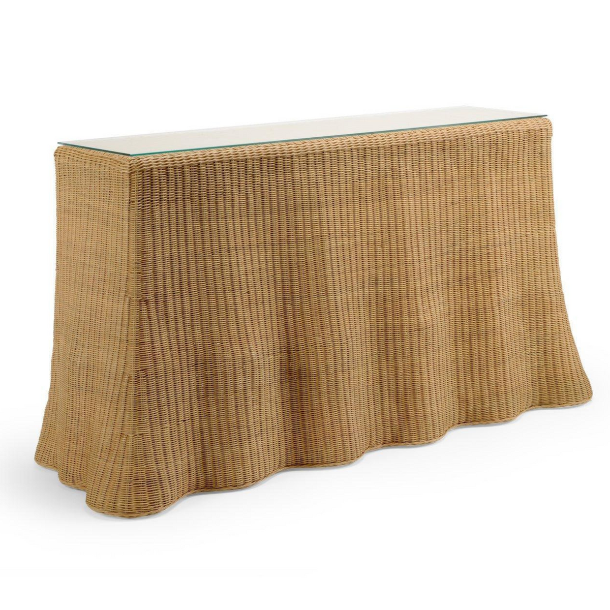 Florence Wicker Waves Scalloped Console Table in Natural – The Well ...
