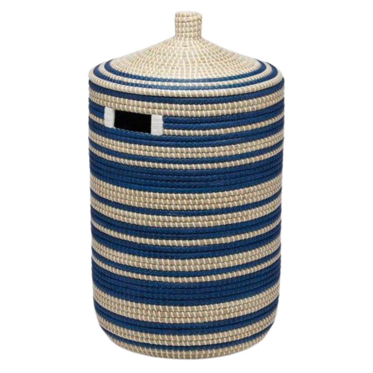 Arley Dark Blue & Natural Seagras Laundry Hamper – The Well Appointed House