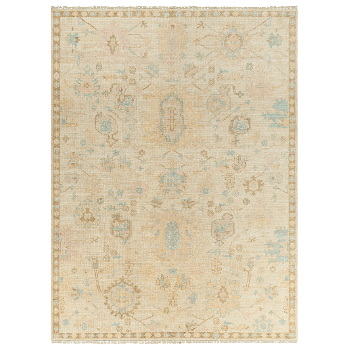 Creamy Beige, Brown & Blue Floral Wool Area Rug – The Well Appointed House