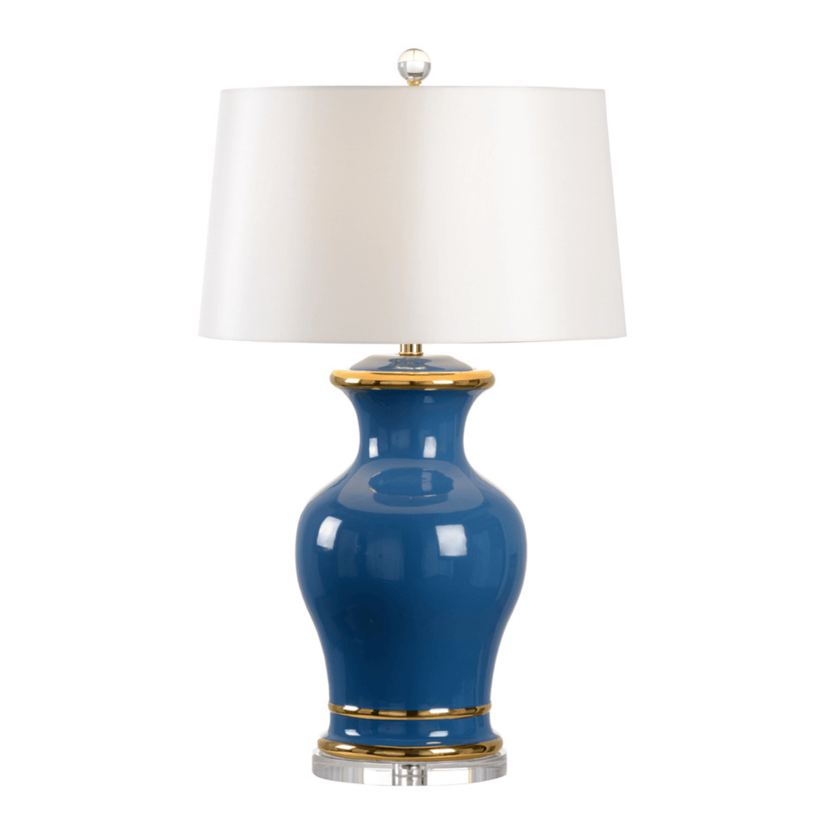 Audrey Table Lamp in Blue with Gold Detailing and Off White Silk Shade ...