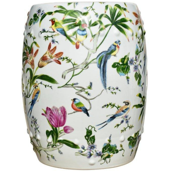 Birds and Lillies Porcelain Garden Seat – The Well Appointed House