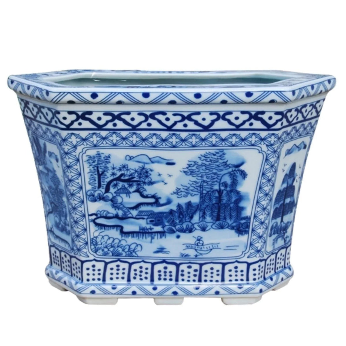 Blue and White Porcelain Six Sided Cachepot – The Well Appointed House