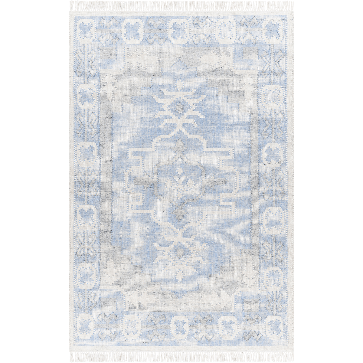 Bursa Blue & Cream Recycled PET Yarn Area Rug - Available in a Variety ...