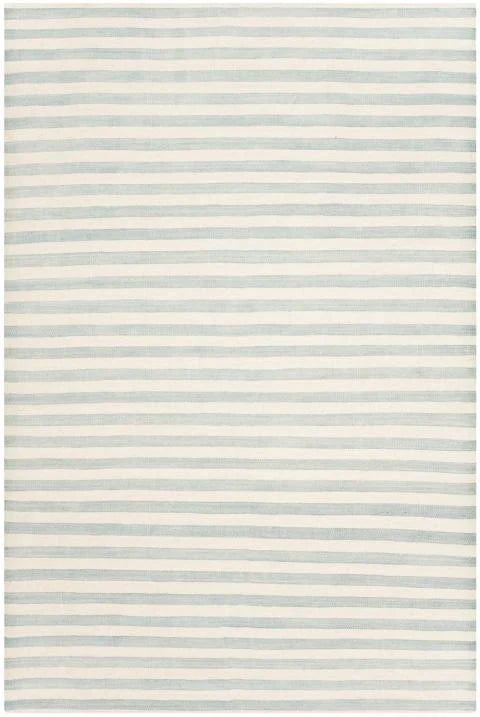 Coastal Sky Blue & Cream White Striped Wool Area Rug – The Well ...