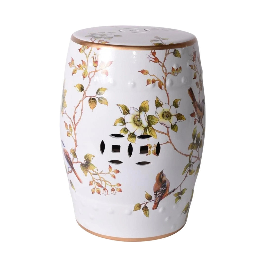 Cream Porcelain Garden Stool With Flowers and Birds – The Well ...