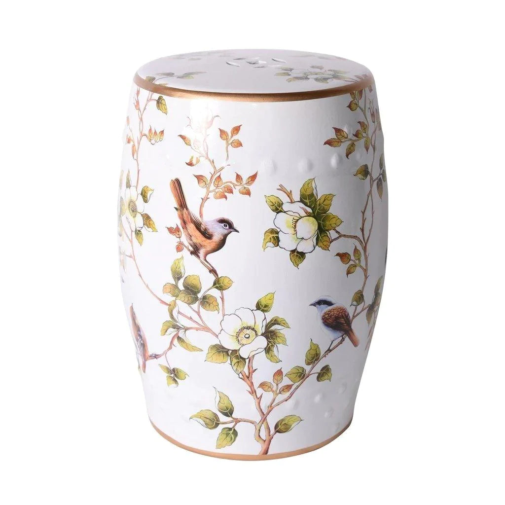 Cream Porcelain Garden Stool With Flowers and Birds – The Well ...