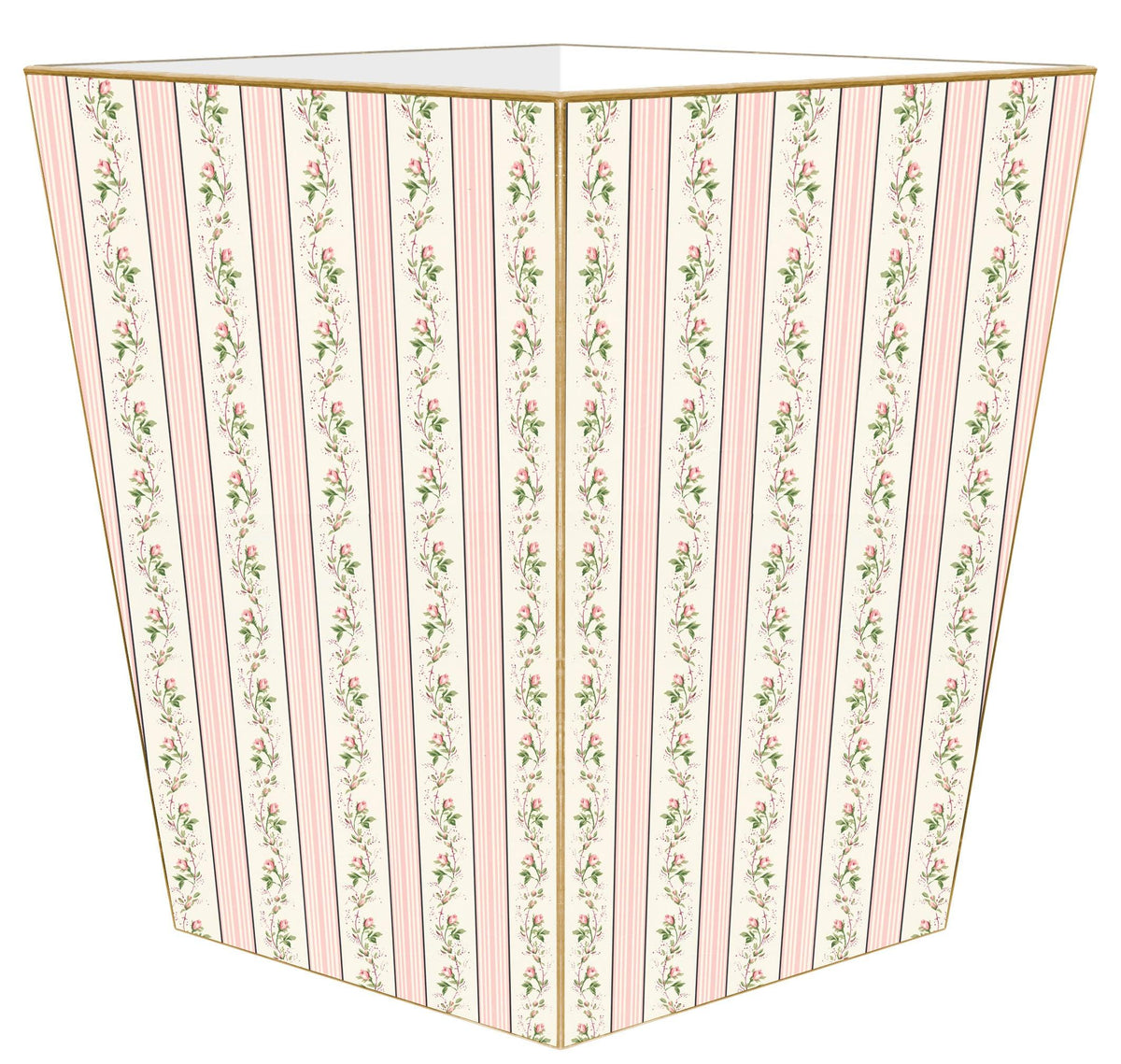 Dainty Rose Stripe Wastebasket and Optional Tissue Box Cover, Can Be P ...