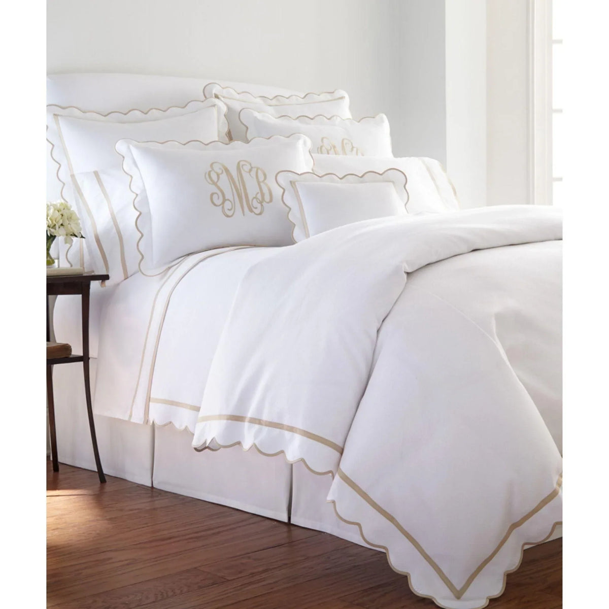 Devon I Scalloped Tape Trim Duvet Cover with Optional Monogram – The ...