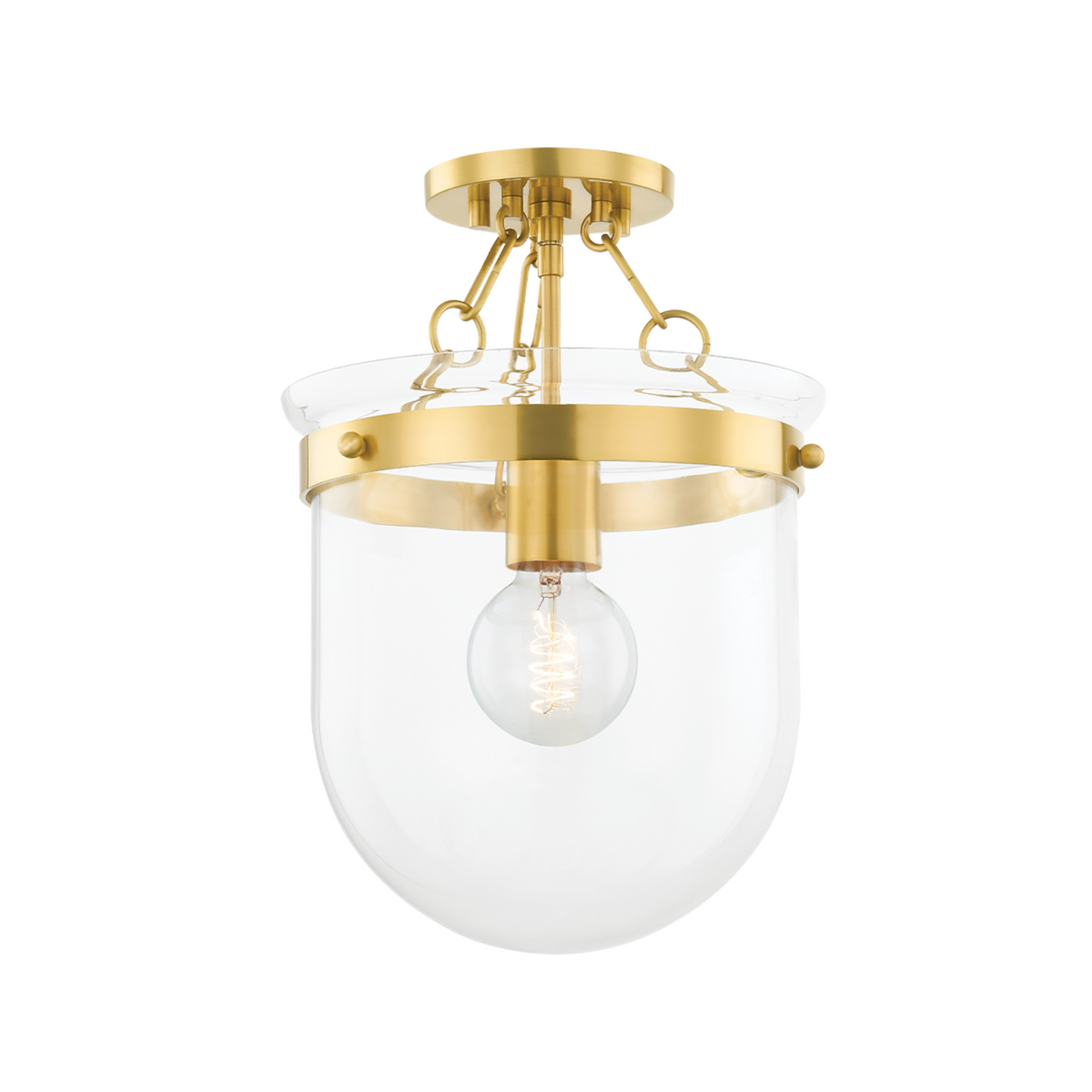 Dunbar Aged Brass Ceiling Mounted Bell Jar Pendant Light – The Well ...