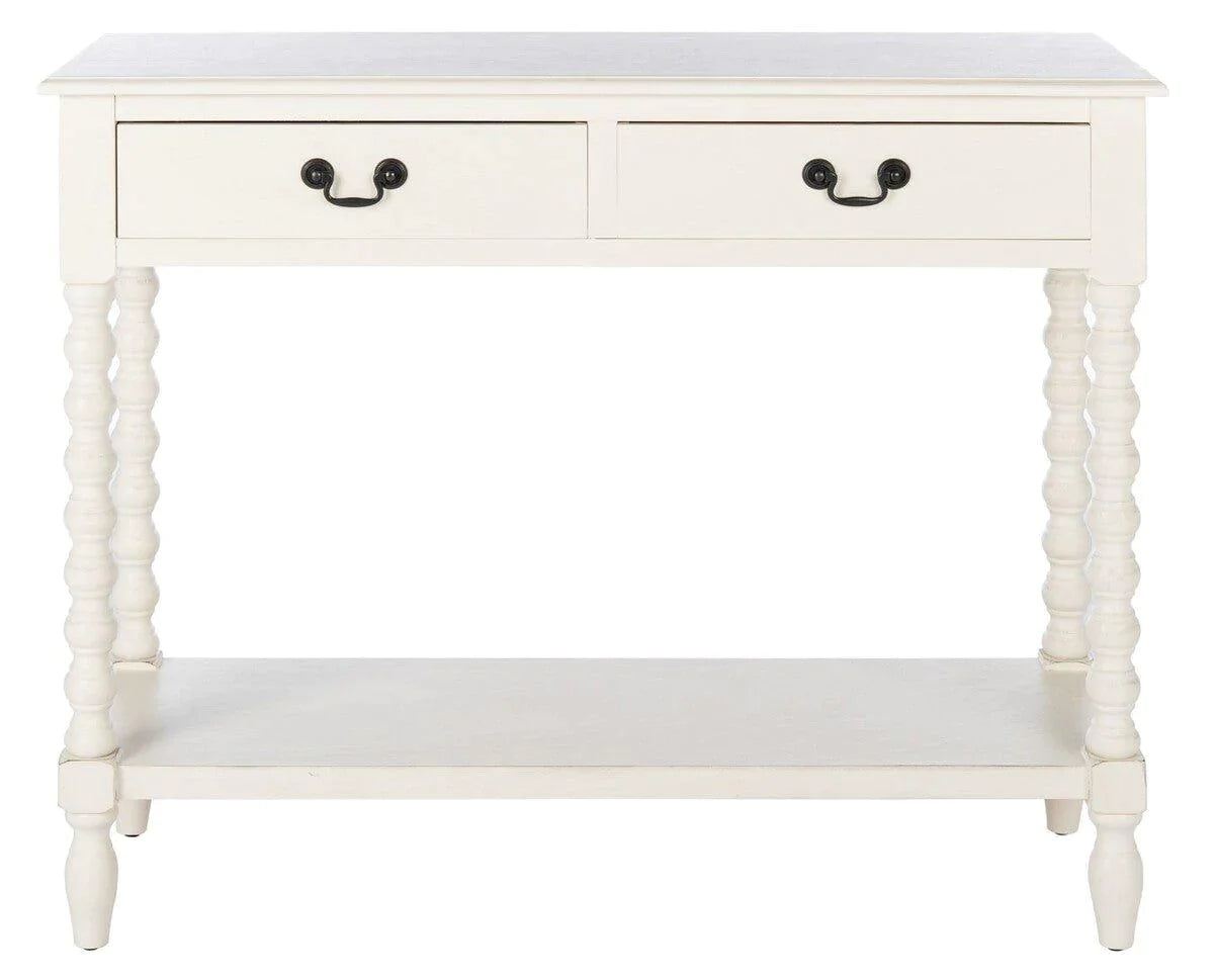 Farmhouse Contemporary Console Table in Distressed White – The Well ...