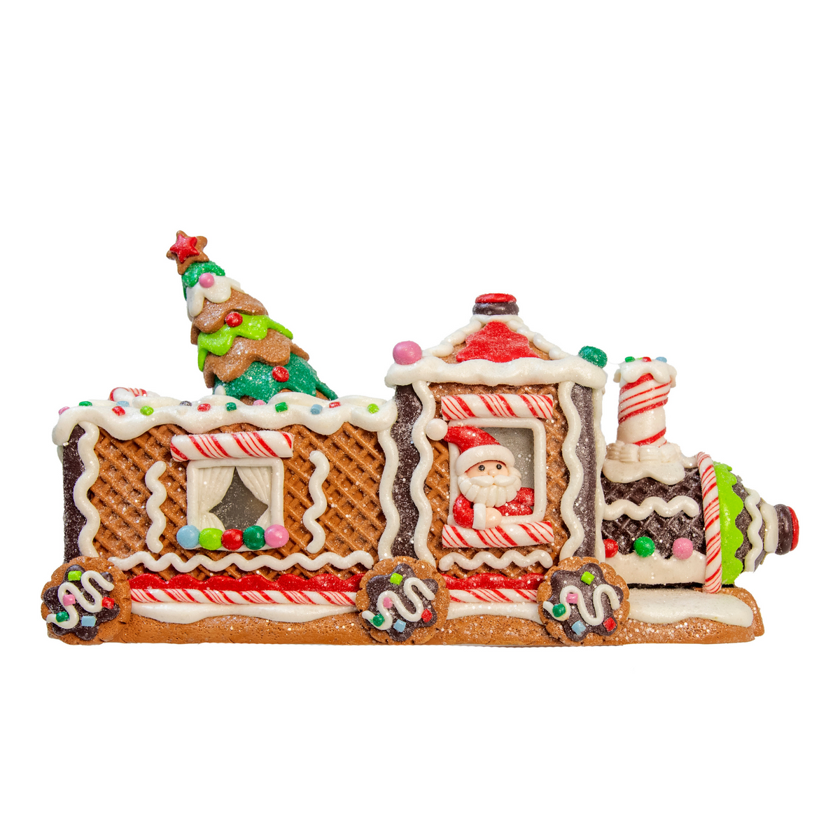 7" Battery Operated LED Gingerbread Train With Tree Table Piece – The ...