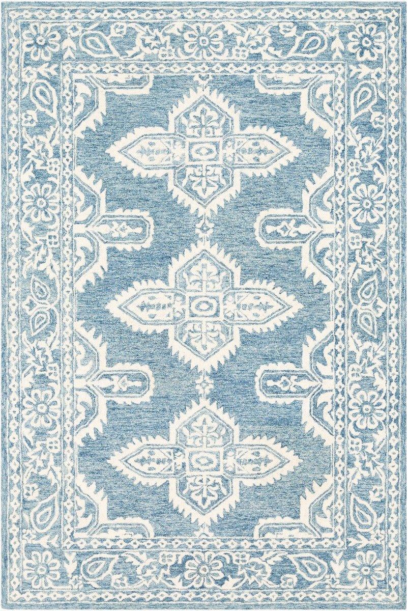 Granada Pale Blue Hand Tufted Floral Design Wool Rug – The Well ...